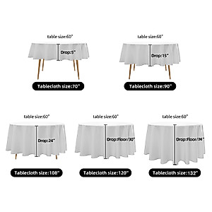 Aocoz 10 Pack White Round Tablecloth 120 Inch Tablecloths Stain Resistant Decorative Washable Polyester Table Cloth for Dining Table Banquets Buffet Parties and Wedding, Fits Square or Round Table