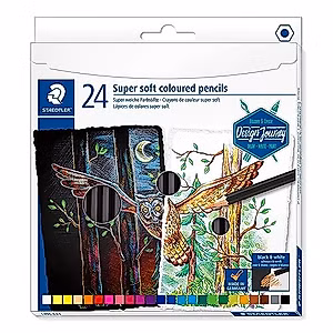 Staedtler Super Soft coloring pencils, rich pigments perfect for light and dark paper, Assorted Color Pencils, Box of 24, 149C C14