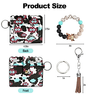 WAFOIRO Highland Cow Keychain with Wallet - Silicone Wristlet Bracelet Western Aztec Card Holder for Women