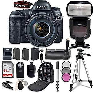 Canon EOS 5D Mark IV Digital SLR Camera Bundle with EF 24-105mm f/4L is II USM Lens + Professional Accessory Bundle (14 Items) (Renewed)