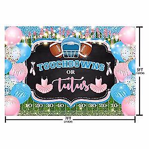 AIBIIN 7x5ft Touchdowns or Tutus Gender Reveal Backdrop American Football Pregnant Announcement Gender Neutral Photography Background Newborn Baby Shower Party Decorations Banner Supplies Photo Props