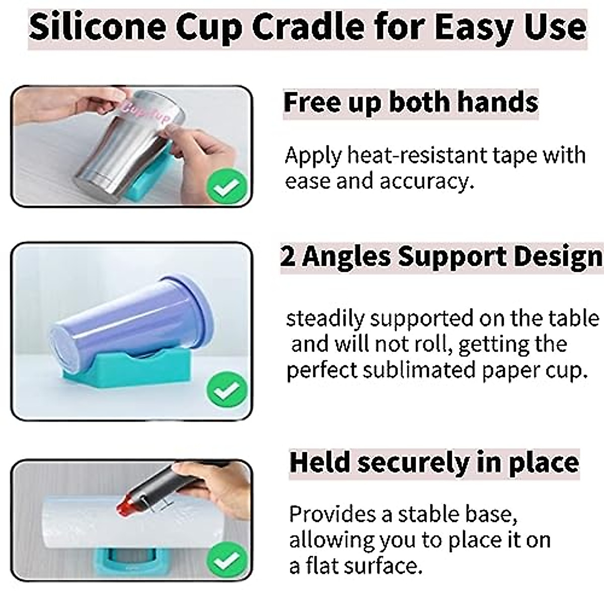 4 Package Tumbler Clamp, Sublimation Tumblers Clamp with Cup Cradle and Meter Stick, Perfect Tumbler Pincher Tool Sublimation for 12 Oz 20 Oz 30 Oz Sublimation Blanks Tumblers