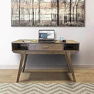 OS Home and Office Model Mid Century One Drawer and Sturdy Legs desk, brown