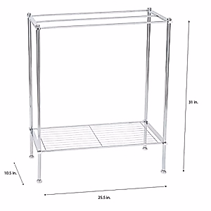 Organize It All Freestanding 3 Bar Chrome Bathroom Towel Rack with Bottom Shelf