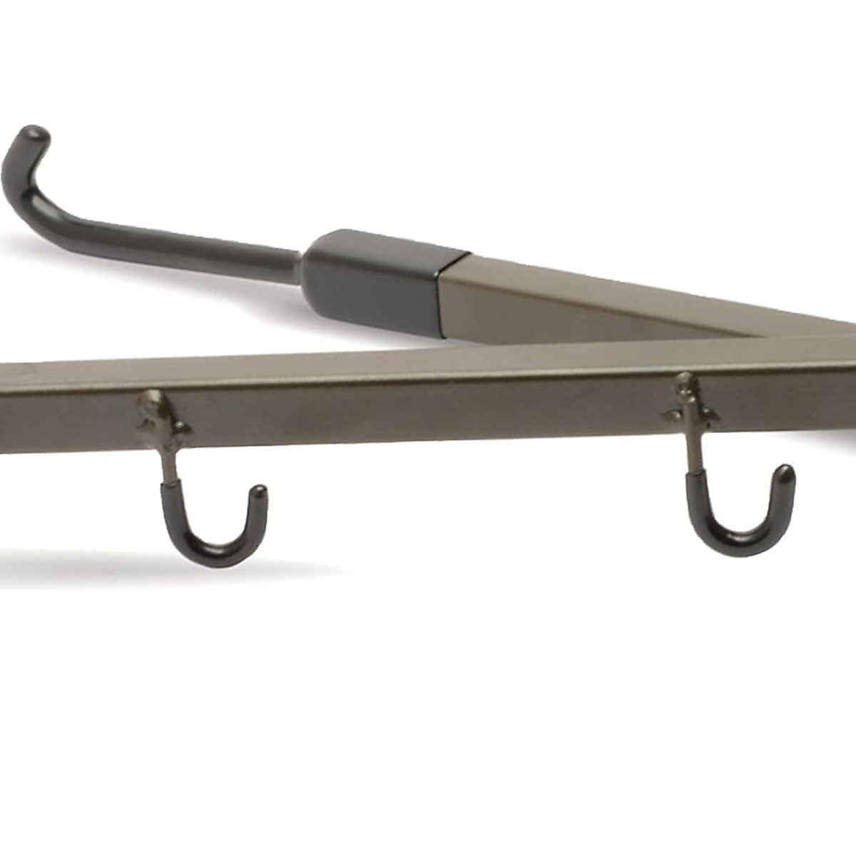 HME Durable Secure Convenient Portable Folding Tree Stand Bow Hanger w/Two Accessory Hooks - Extends to 20", Folds to 10", Olive