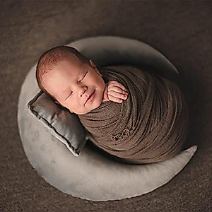M&G House Newborn Photography Posing Pillow Crescent Moon Pillow Star Pillows Posing Beans Moon Pillow Stars Set Infant Boy Girl Baby Picture Prop(Gray)