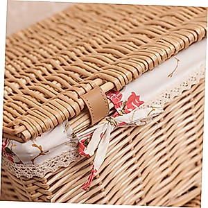 Baluue Box Wicker Storage Basket Home Storage Baskets Seagrass Storage Baskets Woven Hamper with Lid Handwoven Storage Box Handwoven Seagrass Box Rectangular Seagrass Basket Woven Box