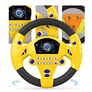 Menolana Toy Electronic Steering Wheel Simulated Driving Simulated Racing Driver Sound Toy Small Steering Wheel for Kids Babies , Pink