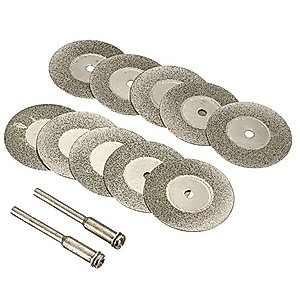 Diamond Cutting Wheel Cut Off Discs Coated Rotary Tools W/Mandrel 40mm for Dremel by YEEZUGO