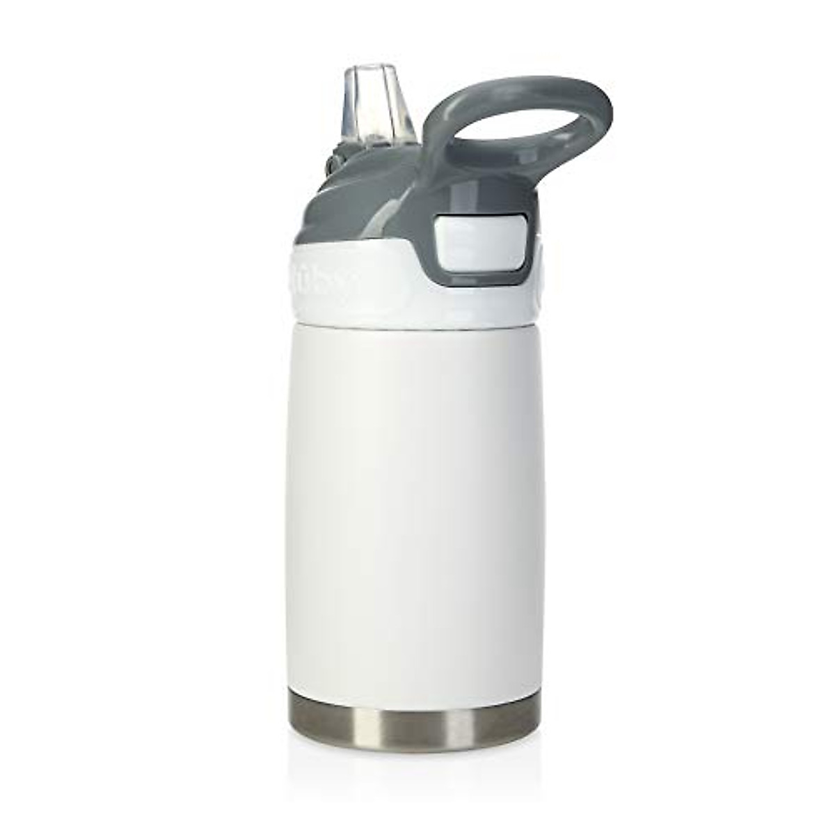 Nuby Thirsty Kids No Spill Flip-It Reflex Stainless Steel Travel Cup or Water Bottle - 10 Oz - 18+ Months - White