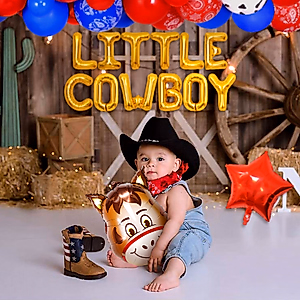 JeVenis Little Cowboy Baby Shower Decorations Western Baby Shower Decoration Wild West Baby Shower Balloons Cowgirl Tablecloth Horse Balloon