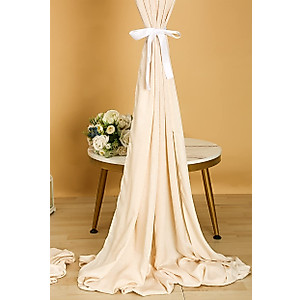SHERWAY 9.6 Feet x 10 Feet Cream Beige Silky Soft Curtain Wedding Backdrop Drapes, Slightly Shiny Satiny Window Curtains for Party Ceremony Decoration