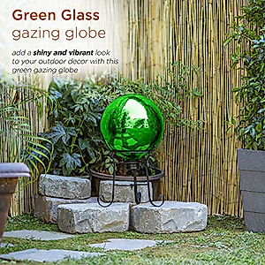 Alpine Corporation GLB292GN Gazing Globe, 10"L x 10"W x 12"H, Green