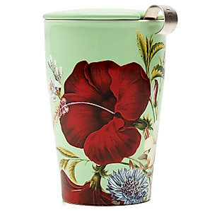 Tea Forte Jubilee KATI Steeping Cup, Ceramic Tea Infuser Cup with Lid & Stainless Steel Loose Leaf Tea Infuser