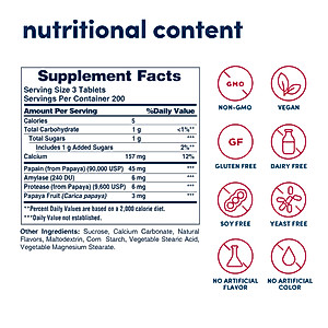 American Health Original Papaya Digestive Enzyme Chewable Tablets - Promotes Nutrient Absorption and Helps Digestion - 600 Count (200 Total Servings)