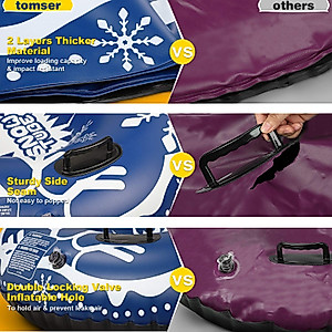 Plus Size Snow Tube -49" Inflatable Sleds for Kids and Adults Snowboard with Thicker K80 Military Grade Material Heavy Duty Snow Tube Portable Toboggan for Sledding Skiing Winter Outdoor Fun Snow Toy