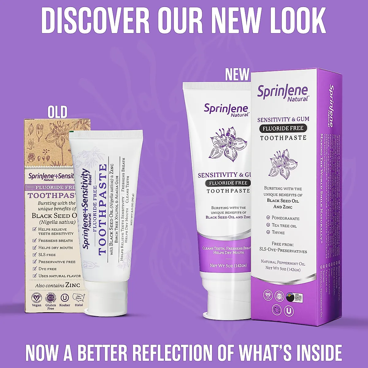 SprinJene Natural Sensitivity & Gum, Fluoride Toothpaste for Sensitive Teeth | Natural Toothpaste for Cavity Protection | 2 Pack