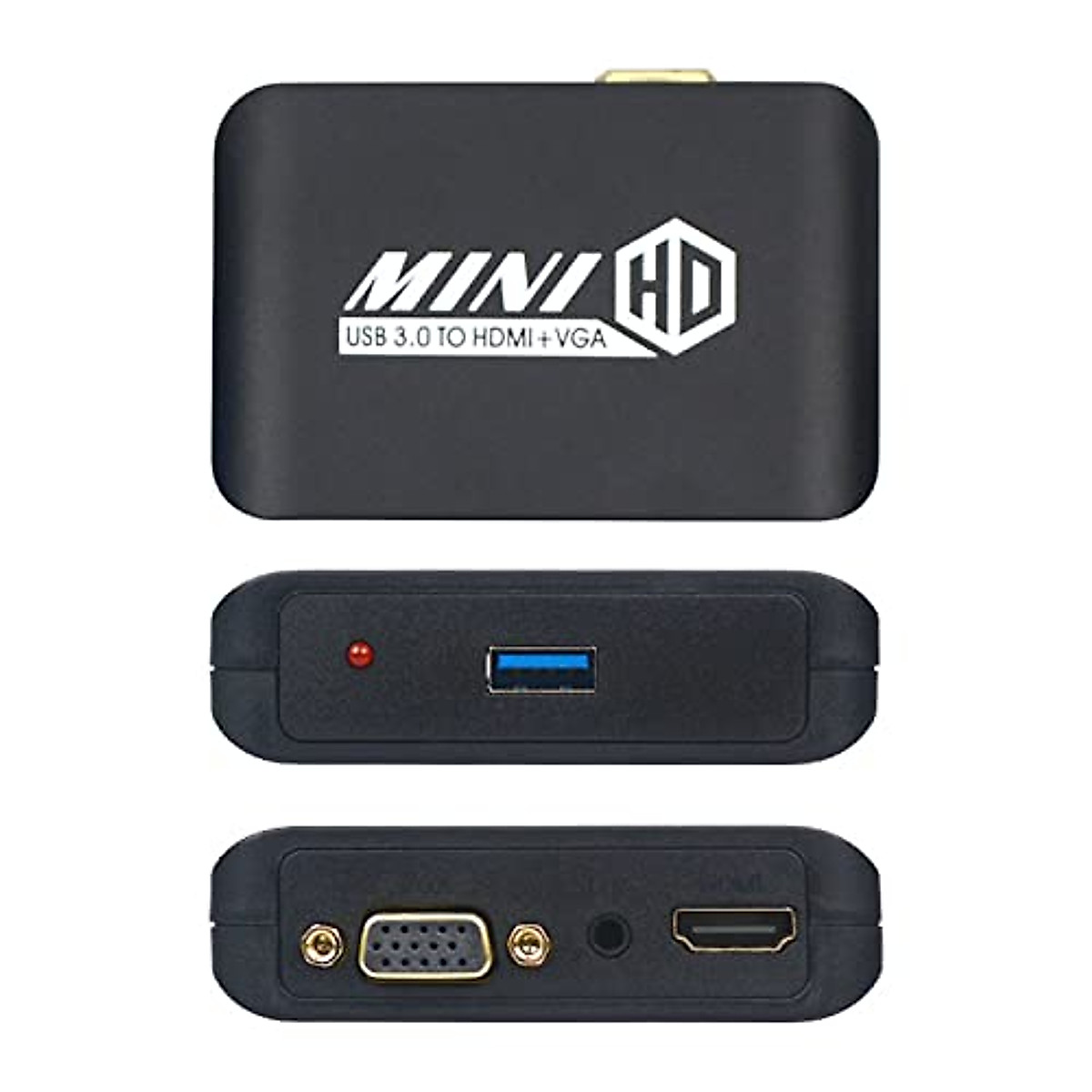 Household Compact 1080P USB3.0 to MI-compatible+VGA Adapter Video Converter for Laptop Computer Smart Home Devices