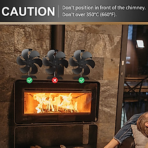 FM2018XSL Wood Stove Fan, 6 Blades Wood Stove Fan Heat Powered, Fireplace Fan for Wood Burning Stove, Heat Powered Fan for Wood/Gas/Log Burner Fireplace