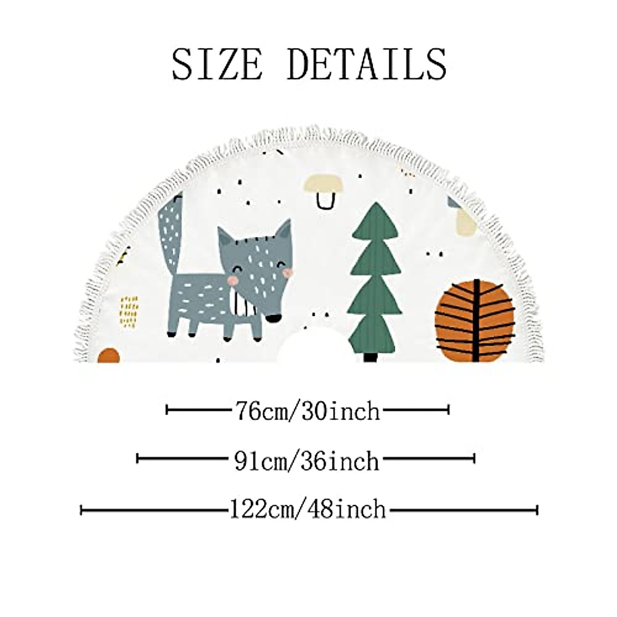 Small Christmas Tree Skirt Woodland Wolf and Trees,30 Inch Tree Skirt for Christmas Holiday Party Decoration,Rustic Tree Skirts Mat Home Indoor Outdoor Ornaments
