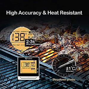 DOQAUS Bluetooth Meat Thermometer for Grilling, Wireless Meat Thermometer with 2 Probes, 197ft Remote BBQ Thermometer with Smart Kitchen Timer and Backlight for Smoker, Oven, Grilling, Turkey