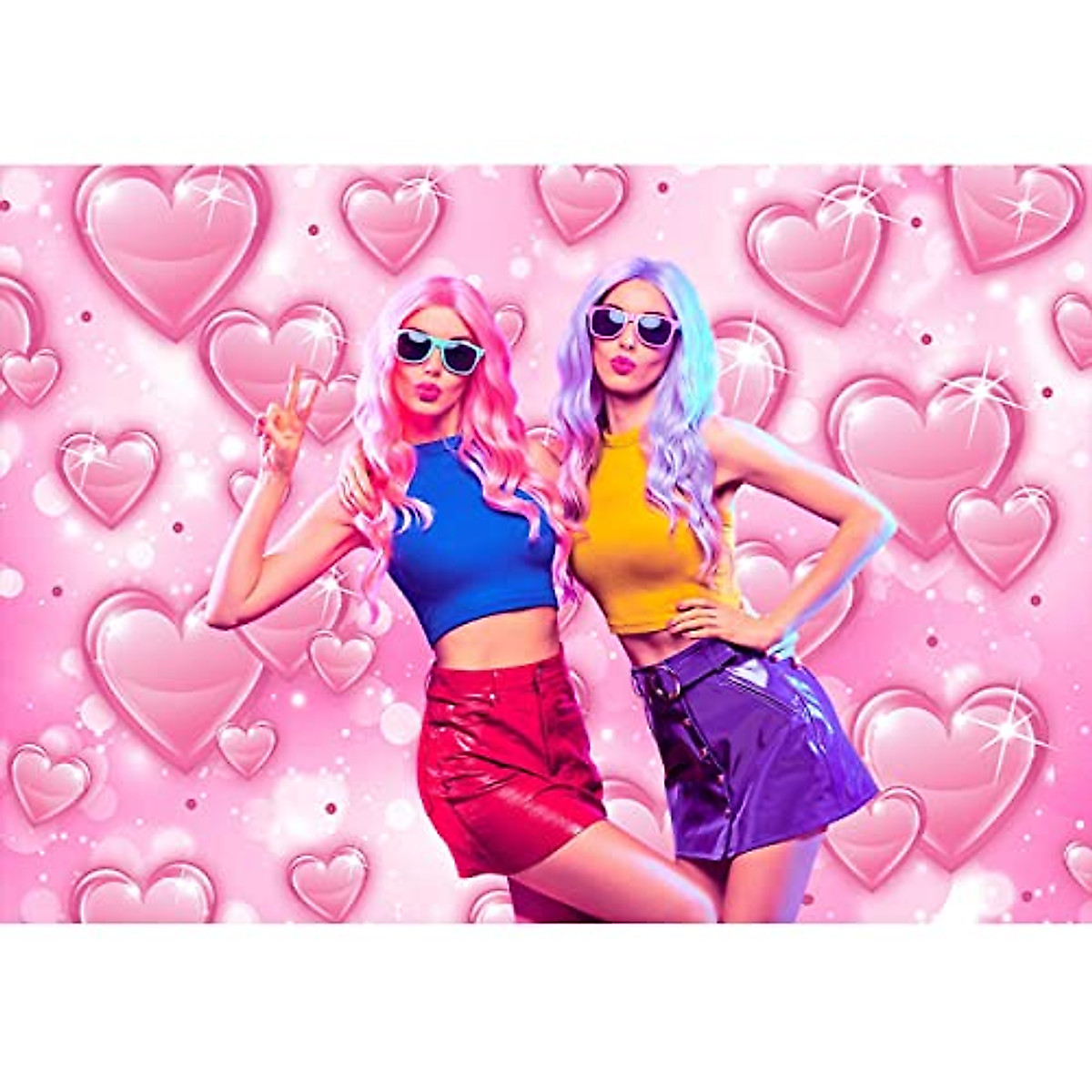 Sensfun Pink Heart Early 2000s Backdrop Y2k Birthday Party Decorations Newborn Baby Shower Love Hearts Photography Background Valentines Day Portrait Photo Booth Studio Shoot Props 7x5ft