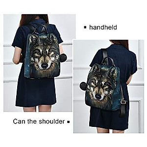 ALAZA Animal Wolf Art Painting Backpack with Keychain for Woman Ladies