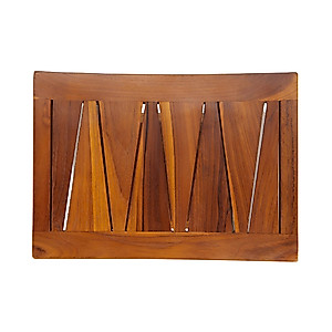 TeakCraft Teak Shower Stool with Shelf – Water Resistant, Non-Slip Premium Indonesian Teak Wood Bath Seat Bench for Shower – Fully Assembled Wood Spa Bath Organizer Seat with Leveling Feet, The Randi