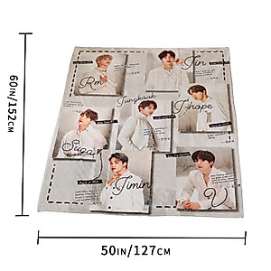Kujou Sara 21 Cartoon Blanket Bt Throw Air Conditioning J-Hope Jimin Blankets Sofa Army Blankets Flannel Blankets Quilt Blankets for Living Room Bedroom 50"X60"