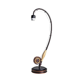 Kenroy Home 32193ORB Fly Rod Table Lamp with Oil Rubbed Bronze w/Wood Accent Finish, Rustic Style, 27.5" Height, 12" Width, 14.5" Depth