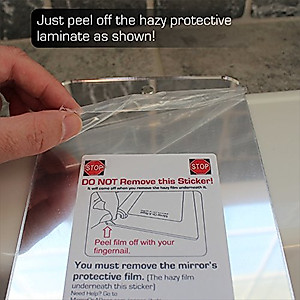 ReflectXL Shower Mirror. Our Largest Mirror - Shatterproof - Easily Eliminate Fog and Shadows for a Clear Fogless Reflection (Unclad)