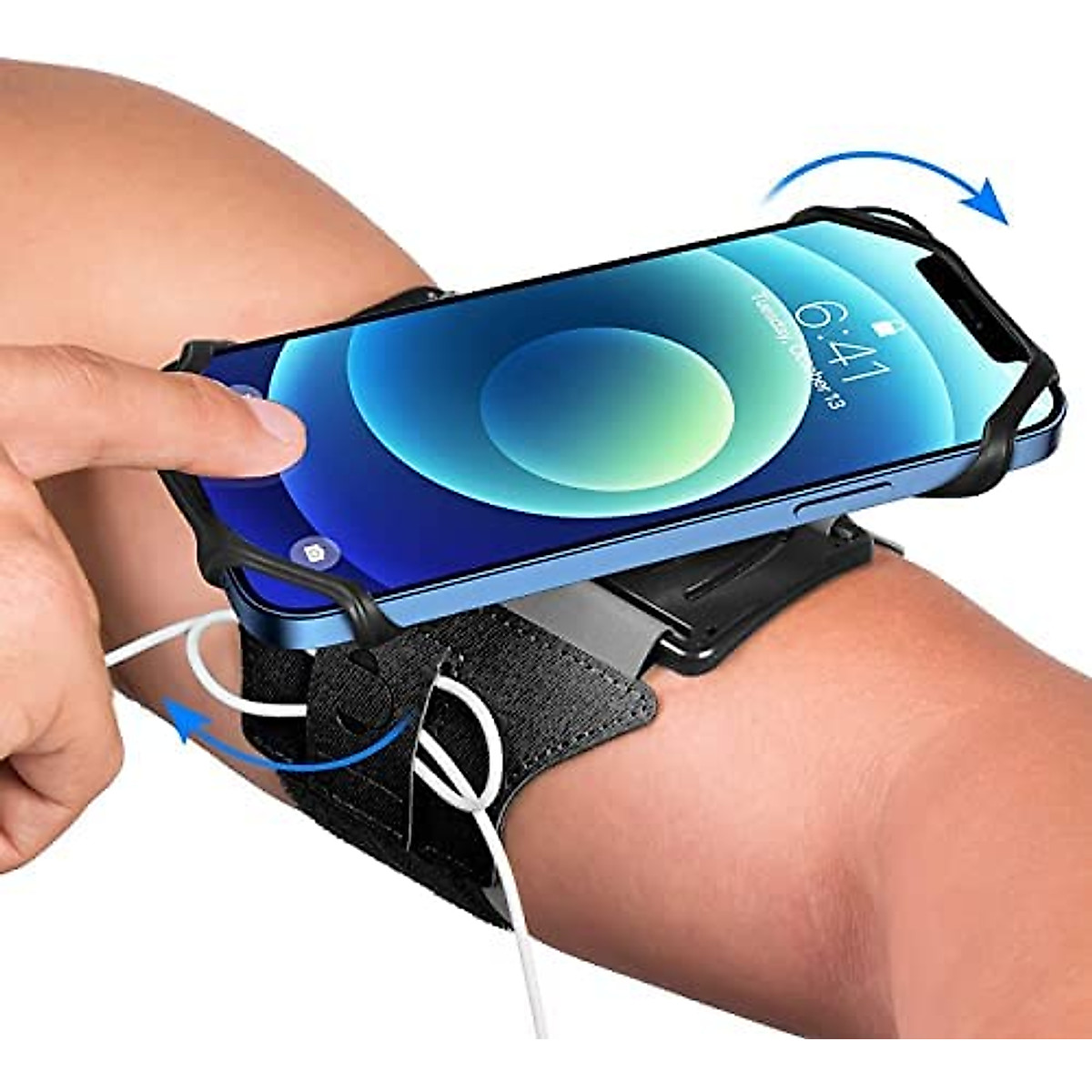 BATTPIT Running Armband for iPhone 12 Pro 11 Pro Max X XR XS 8 7 6 6s Plus, Galaxy S20 S10 S9 Plus, Note 20/10/9/8, 360°Rotatable with Key Holder Phone Armband for Hiking Biking Walking(Black)