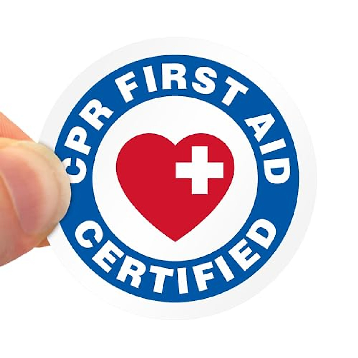 SmartSign "CPR First Aid Certified" Pack of 5 Hard Hat Labels | Retro-Reflective, 2" Circle