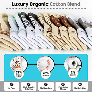 Hula Home 6-Pack Luxury Organic Cotton Blend Terry Anti-Slip Baby Socks for Infants 6-12 Months Boys and Girls, Fold-Over Cuffs and Anti-Skid Non-Slip Grips, Eco-Friendly Frustration-Free Packaging