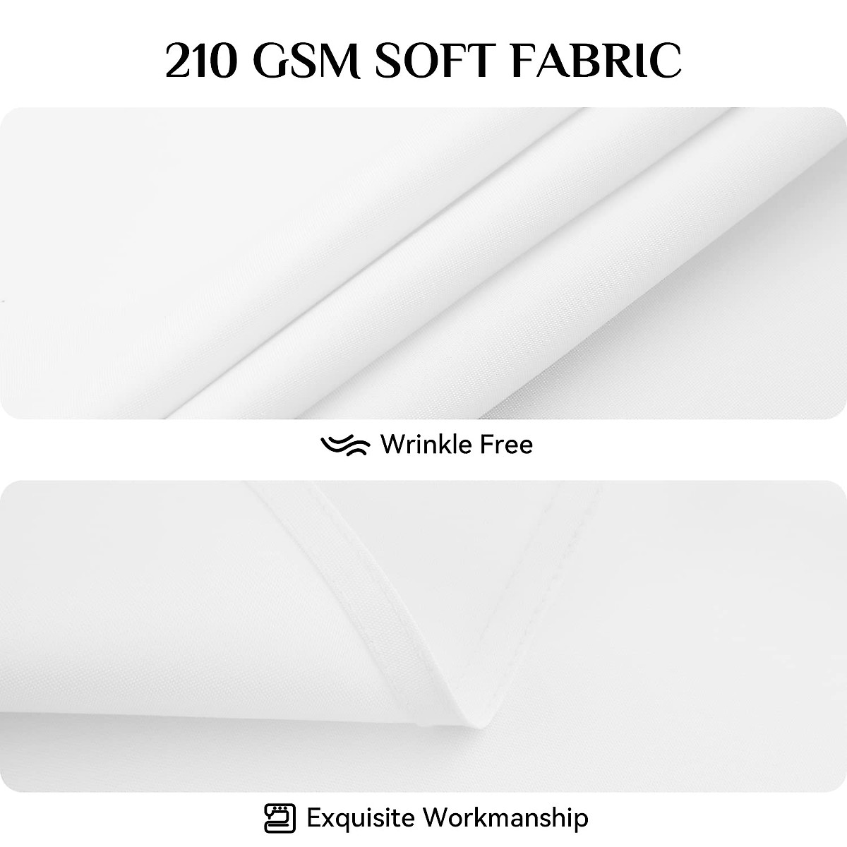 Softalker Round Tablecloth, Waterproof & Stain Resistant Table Cloth Wrinkle Free Fabric Washable 210GSM Polyester Table Cover for Spring/Party/Outdoor - 60 inch,White