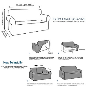 JIVINER Oversized Sofa Slipcover, Stretch 1 Piece Large Couch Covers for 3 Cushion Couch Jacquard Washable Sofa Covers with Elastic Bottom Pet Friendly Slipcovers (XL Sofa, Navy Blue)