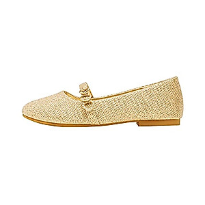 DREAM PAIRS Girls KFA220 Mary Jane Ballet Flat Dress Shoes Gold Size 2 Little Kid