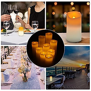Baleid Flameless Candles Battery Operated 4" 5" 6" 7" 8" 9" Set of 9 Ivory White Real Wax Pillar LED Candles with Remote Control, Cycling 24 Hours Timer