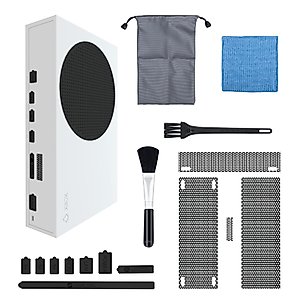 RHOTALL Dust Filter Cover Set for Xbox Series S, Silicone Dust Plugs for Host Ports, Dust Proof Accessories for Xbox S with Filter Cover, Dust Plug, 2 Brushes, Rag and Accessories Storage Bag