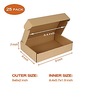 PHAREGE 9x6x2 inch Small Blue Shipping Boxes 25 Pack, Gift Boxes with Lids for Wrapping Holiday Birthday Party Presents, Cardboard Mailer Box for Packaging Mailing Small Business