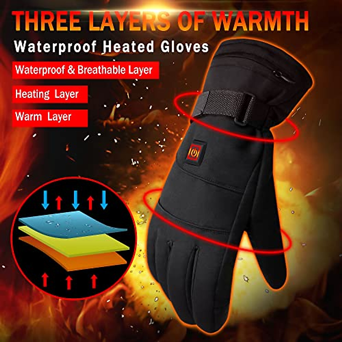 Spring Rechargeable Electric Heated Gloves,Touchscreen Waterproof Cold Weather Thermal Heated Gloves,Hand Warmer Gloves for Hunting Fishing Skiing Camping Cycling