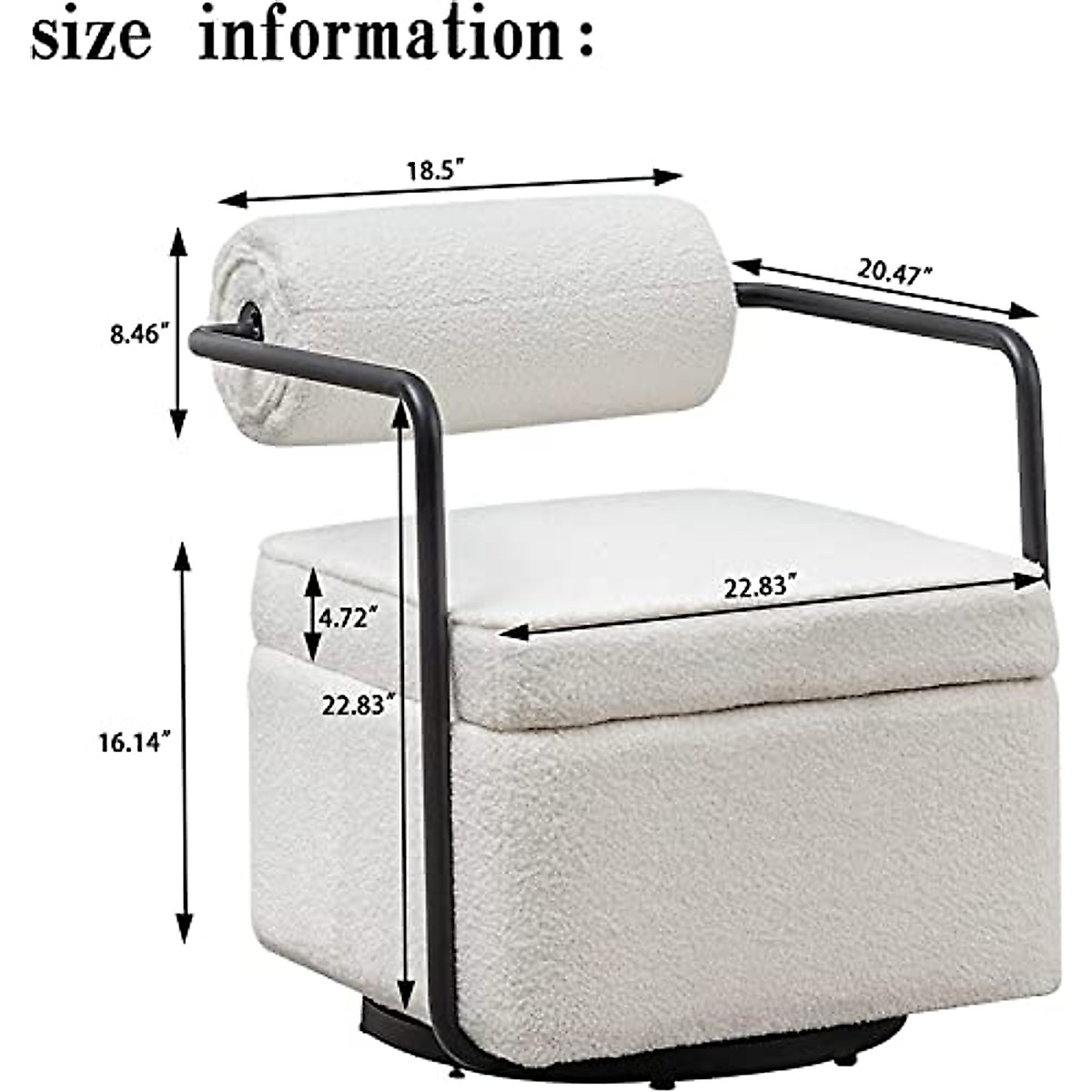 Alunaune Upholstered Sherpa Swivel Storage Living Room Chairs Set of 2, Modern Accent Chair Fuzzy Arm Club Chair Couch, Mid Century Single Sofa Guest Reception Lounge Chair Indoor for Bedrooms-White