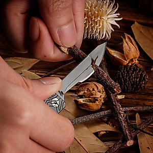 KeyUnity KK02 Titanium Flipper Pocket Knife, Quick Open Keychain Folding Knife with #24 Replaceable Blades for Everyday Carry (Suminagashi Pattern)