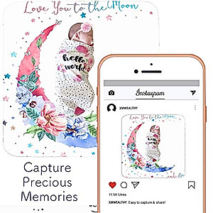 Baby Milestone Blanket Girl Monthly Age Blanket Moon Soft Infant Monthly Milestone Blanket Boy Baby Shower Blanket Includes Headband Wreath Frame 50"x40"