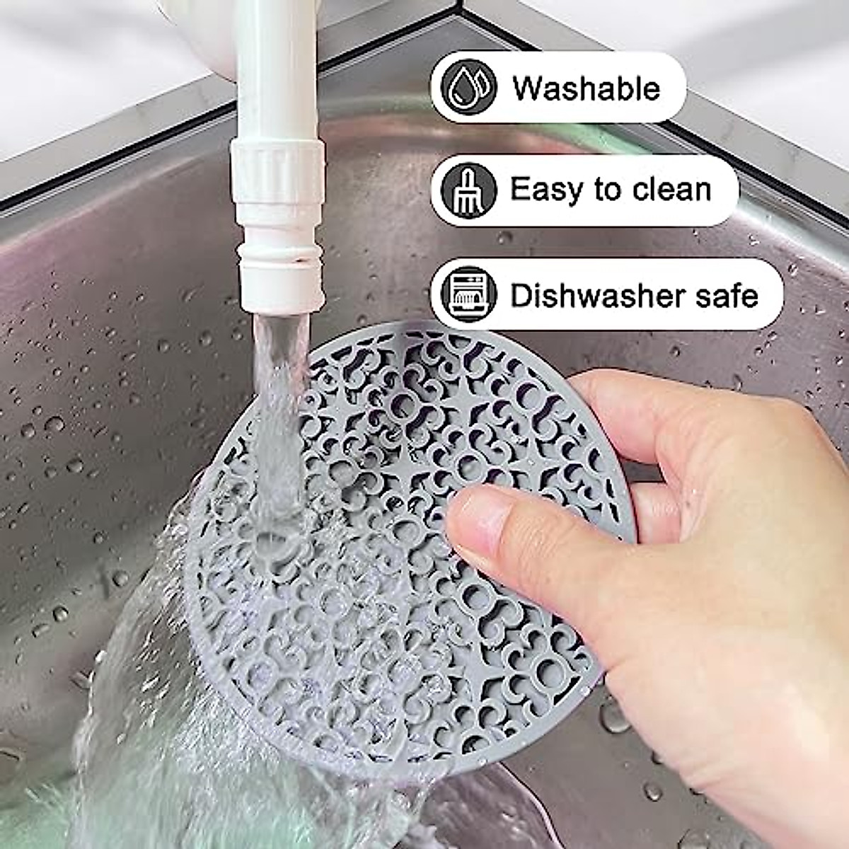 Set of 10 Silicone Coasters-Pinesea Coasters for Drinks and Coffee Table，Drink Coasters with Holder Suitable for Kinds of Cups, Wooden Table, Home Decor, 4 Inches