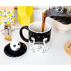 Disney The Nightmare Before Christmas Jack Skellington Spiral Hill 18-Ounce Ceramic Mug With Sculpted Lid