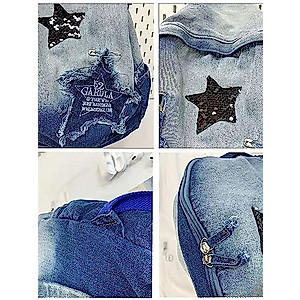 TIMMOR MAGIC Y2K Backpack Star Denim Aesthetic backpacks for Women Men Y2K Accessories Y2k Bag