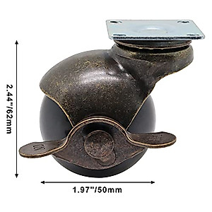 SWZHAI 2 Inch Ball Casters Set of 4, Antique Caster Wheels Furniture Casters, Brass Vintage Castor Wheels Heavy Duty Swivel Casters for Chair, Tables, Drawer, Kitchen Shelf