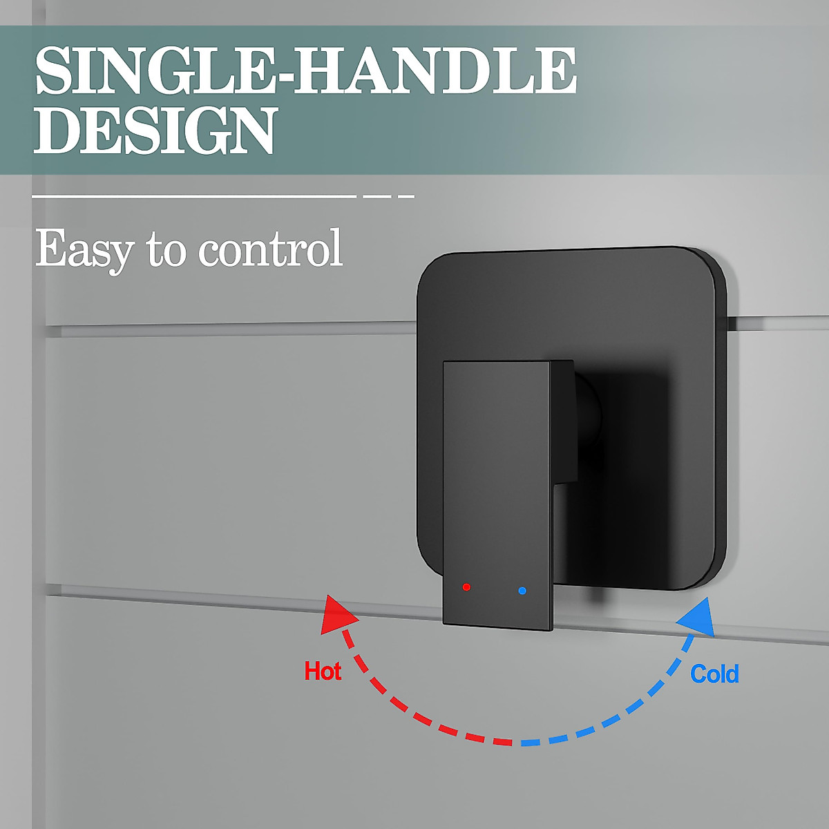 Holispa Shower Faucet Set, Black Shower Faucet with 8-Inch Shower Head, All Metal Shower Head and Handle Set, Shower Trim Kit Included Shower Valve, Matte Black