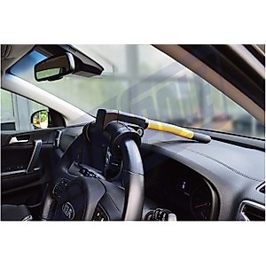 Maypole Over Dashboard Steering Wheel Lock Universal Antitheft Locking Device Cars Vans, Yellow/Black